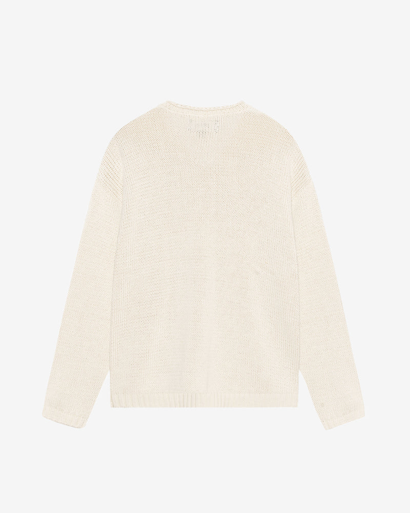 Stüssy: Men's Embroidered V-Neck Logo Sweater (Natural Stüssy: Men's Embroidered V-Neck Logo Sweater (Natural