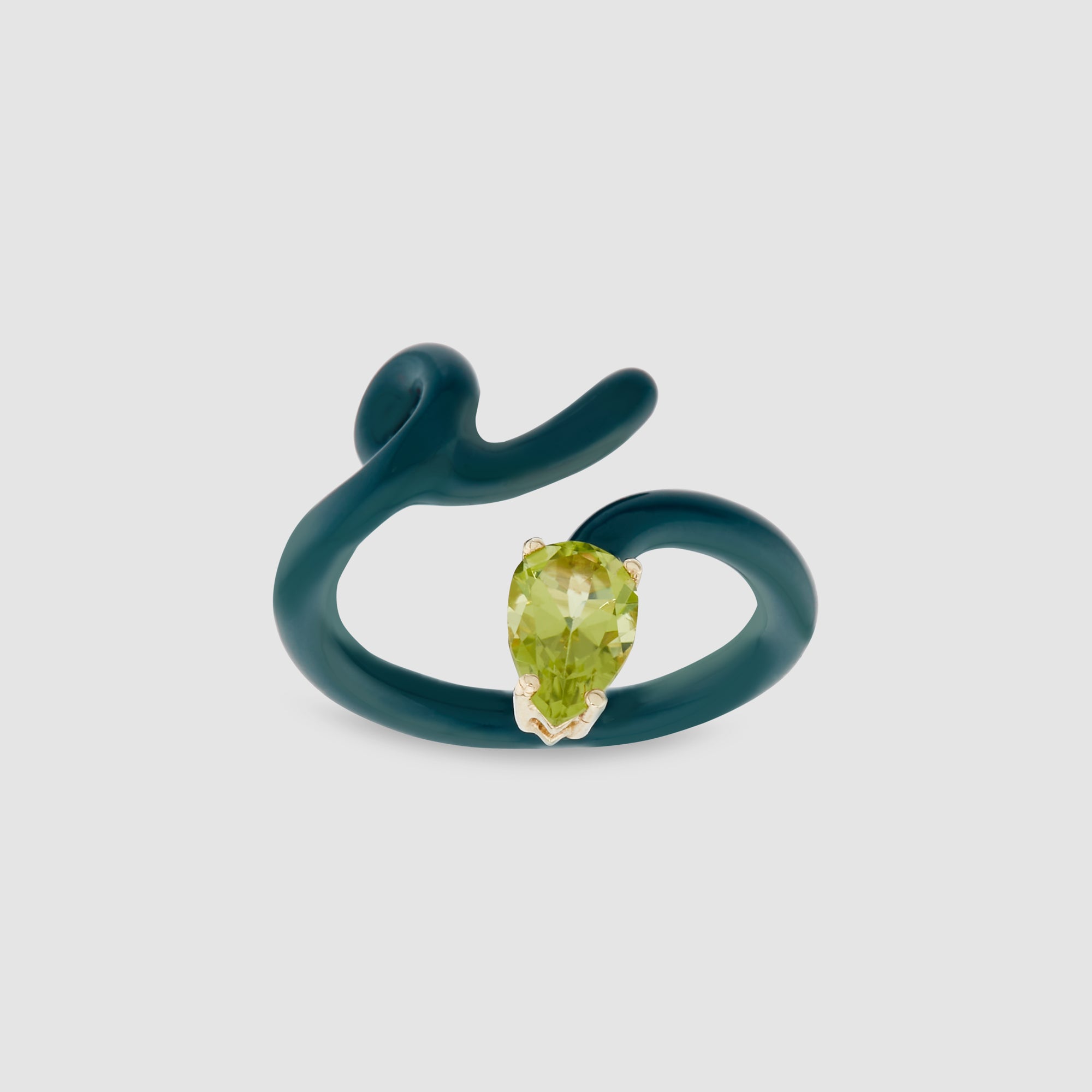 BEA BONGIASCA: Baby Vine Tendril Ring (Teal) | DSMS E-SHOP