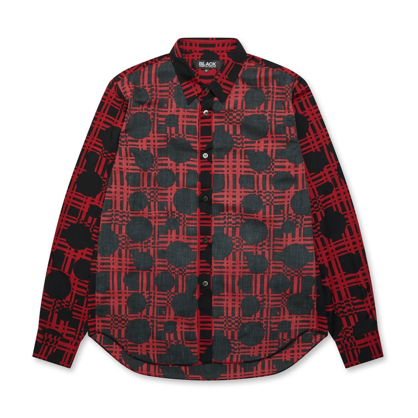 BLACK Comme des Garçons: Reverse Body Patterned Shirt (Red/Black ...