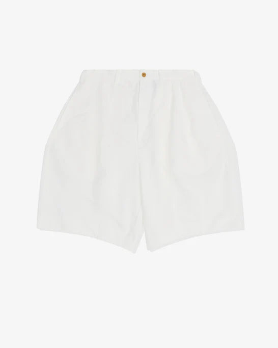 Black Comme des Garçons: Wide Leg Shorts (White) | DSMS E-SHOP