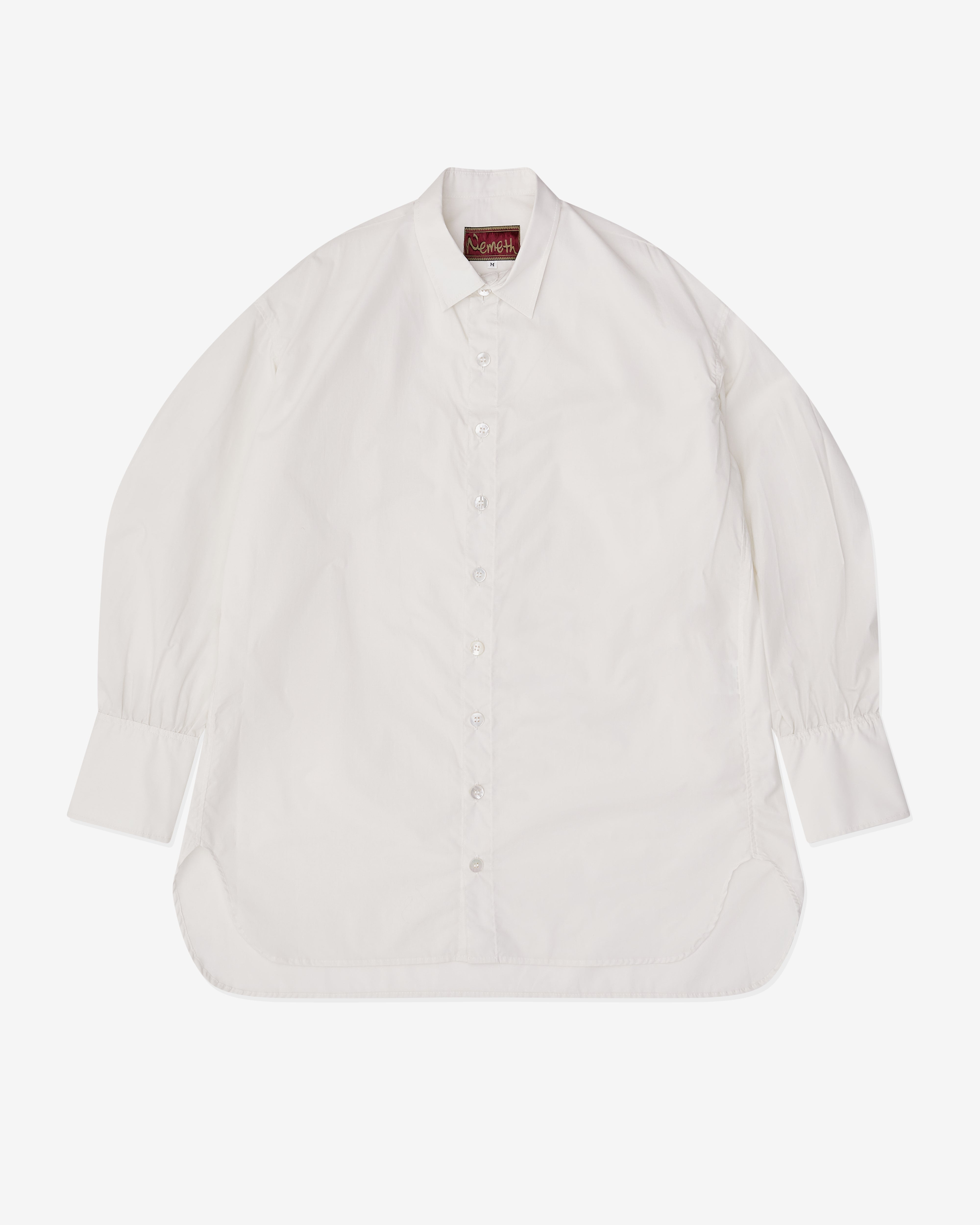 Christopher Nemeth: Men's Curved Hem Shirt (White) | DSMS E-SHOP