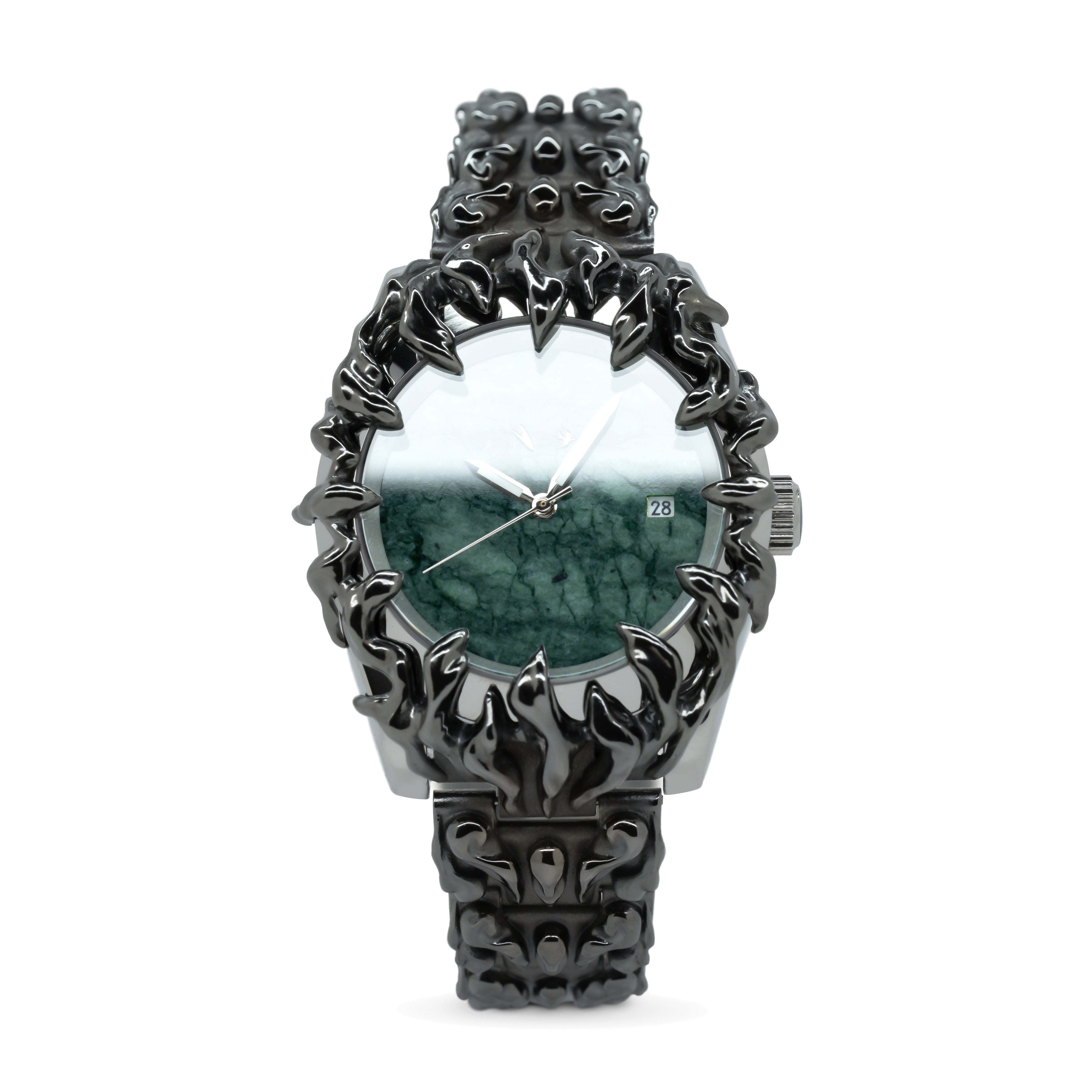 ALABASTER INDUSTRIES: Meteor Hawk in Green Marble (Silver) | DSMS E-SHOP