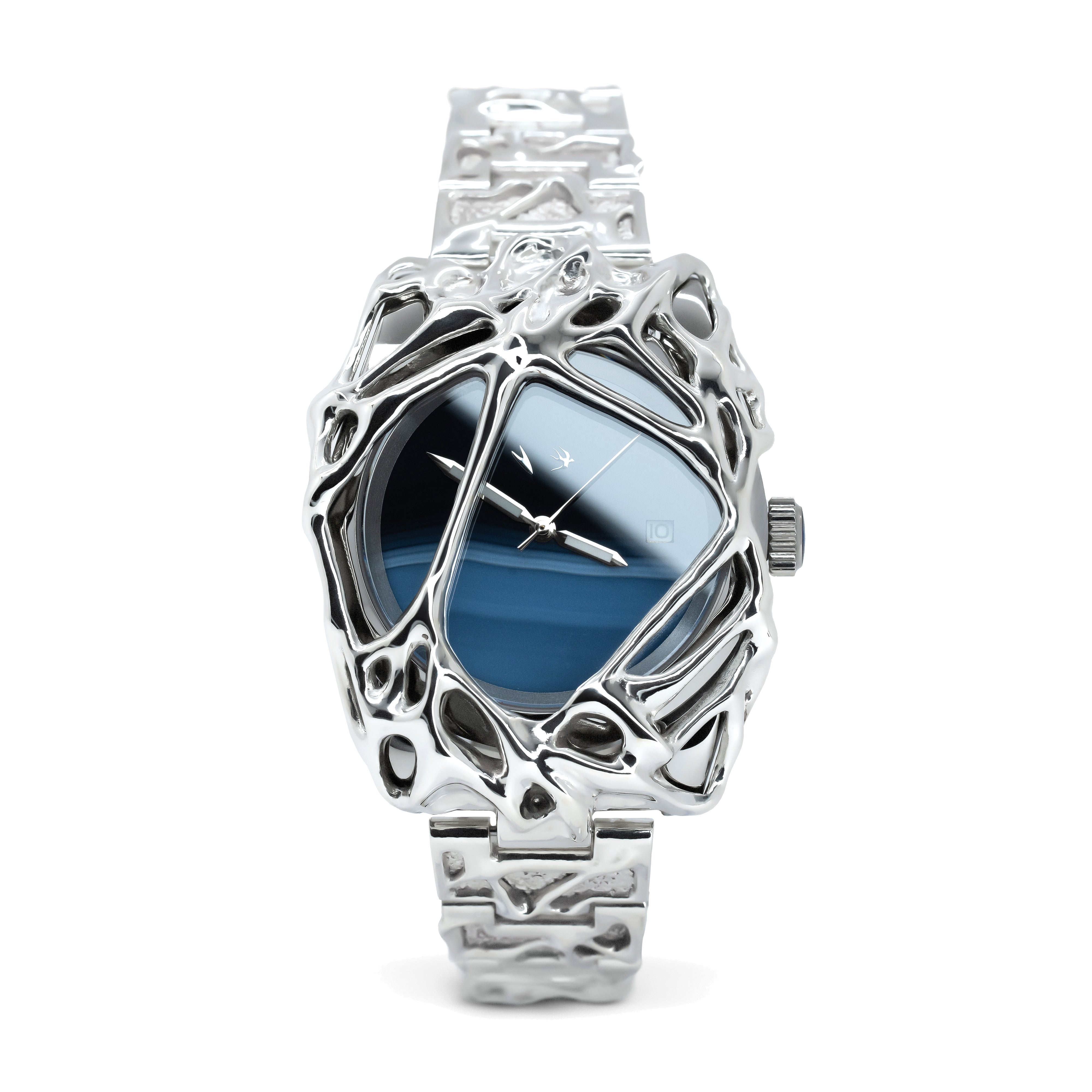 Alabaster Industries: Silver Sinew in Blue Agate (Silver) | DSMS E-SHOP