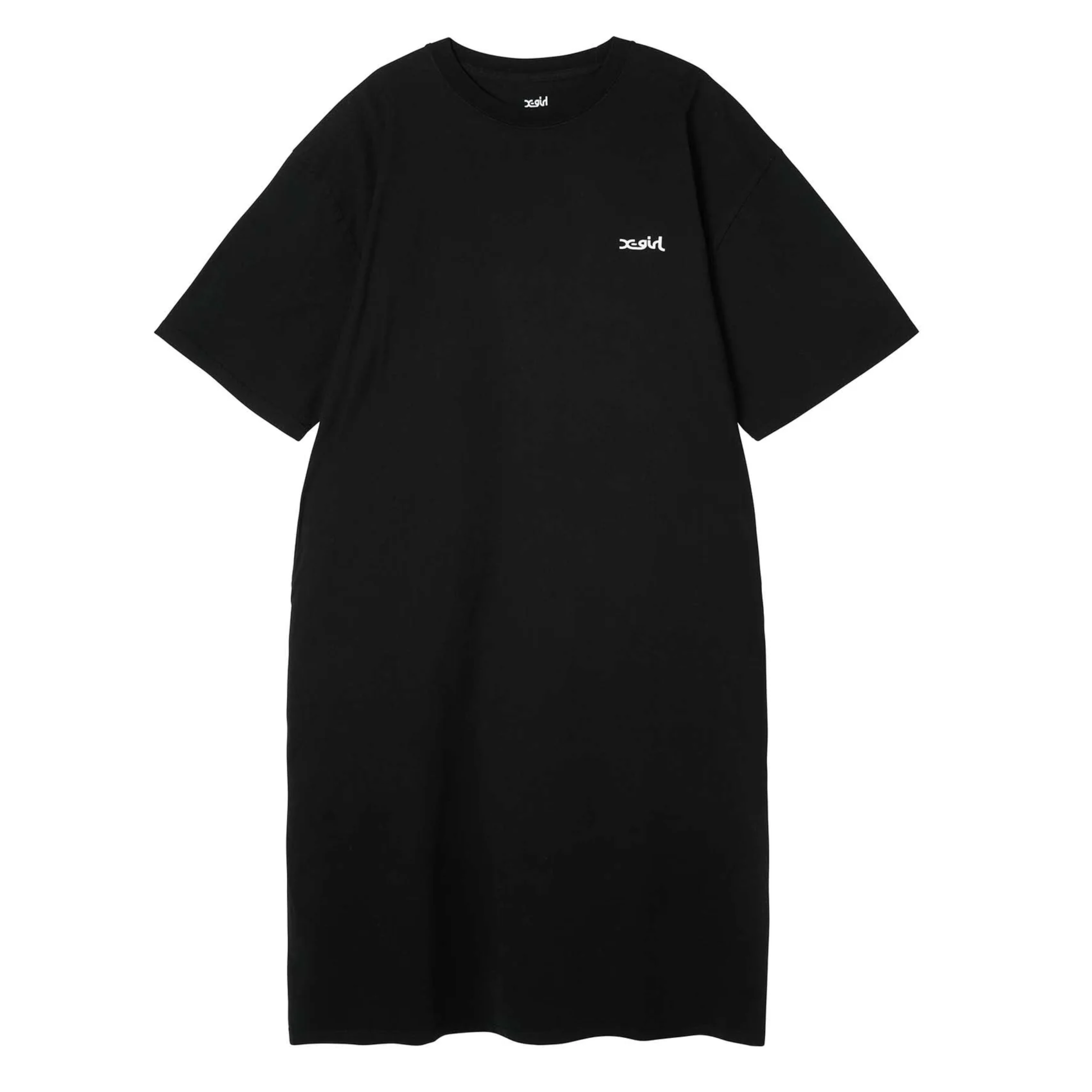 X-GIRL: Vertical Word Logo S/S Tee Dress (Black) | DSMS E-SHOP