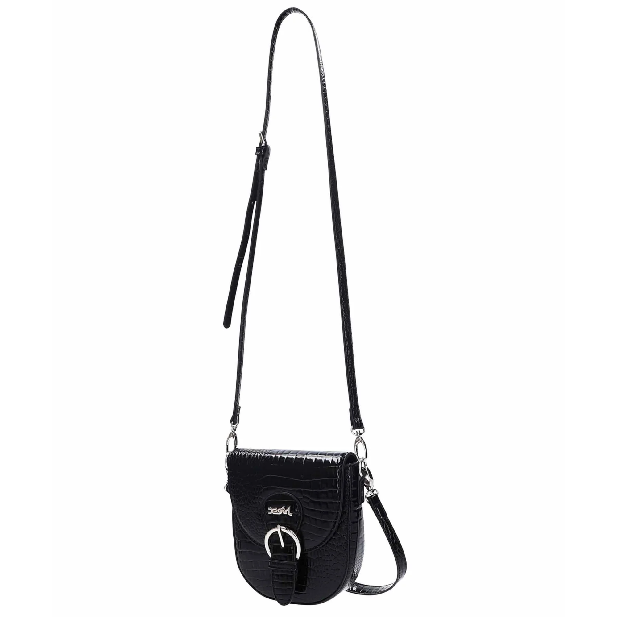 X-GIRL: Faux Croc 2Way Bag (Black) | DSMS E-SHOP
