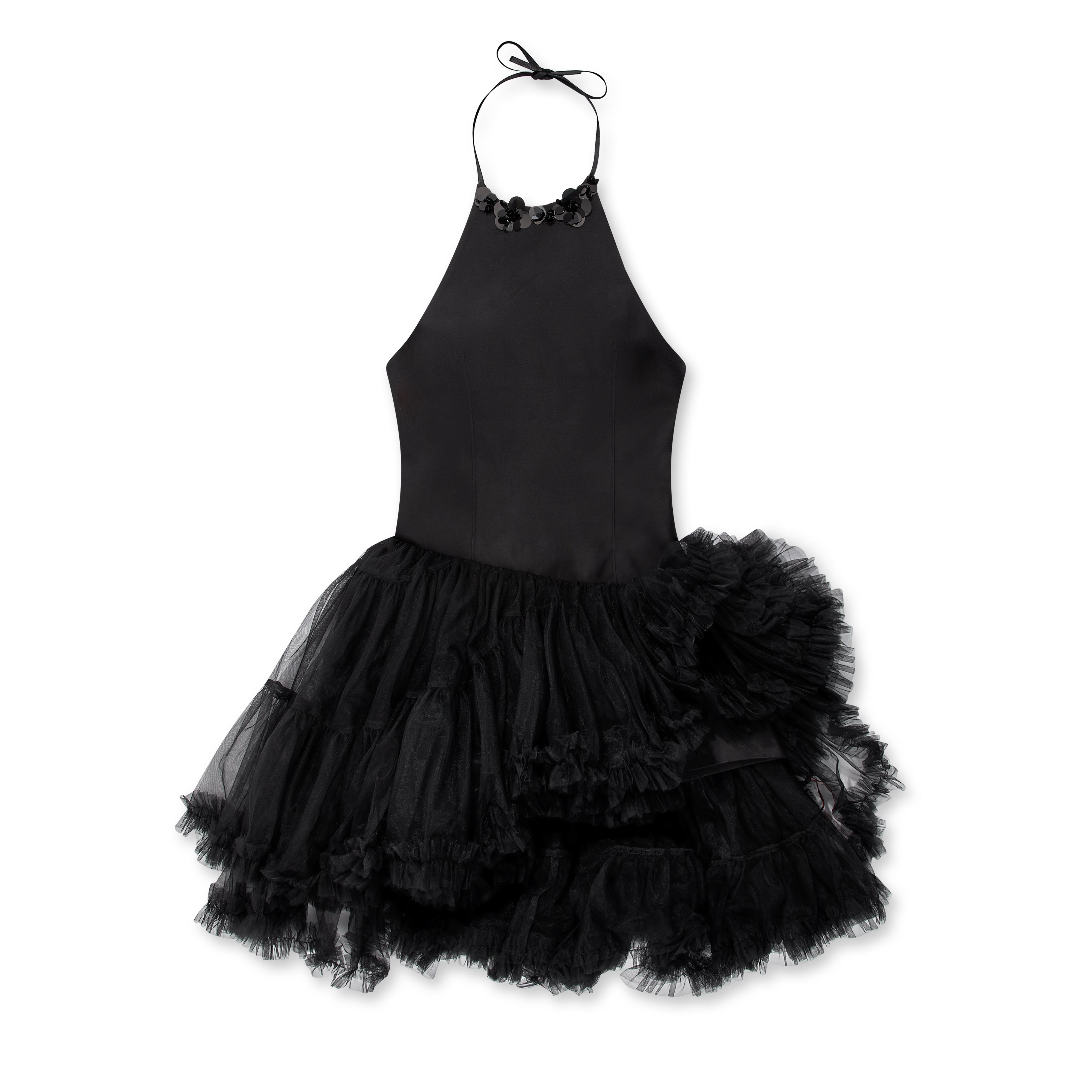 SHUSHU/TONG: Women's Asymmetric Tulle Dress (Black) | DSMS E-SHOP