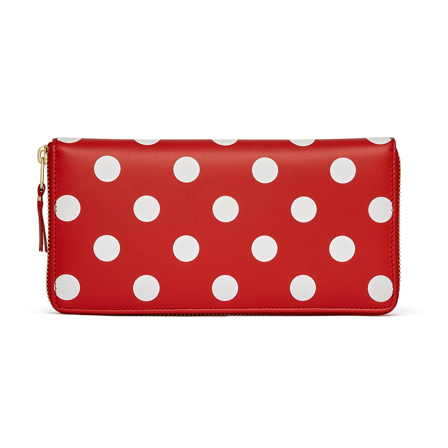 Cdg Wallet: Polka Dots Printed Long Wallet (Red SA0110PD) | DSMS E-SHOP